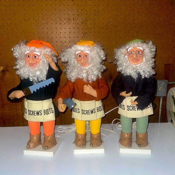 telco | Holiday | Vintage Set 3 Moving Christmas Elves Animated Santa ...